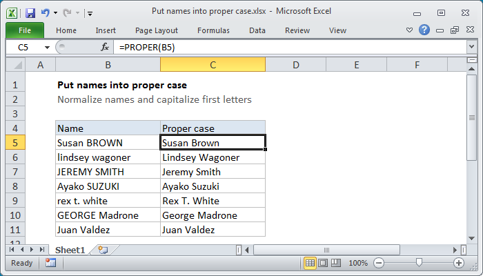 Excel Formula Put Names Into Proper Case Exceljet